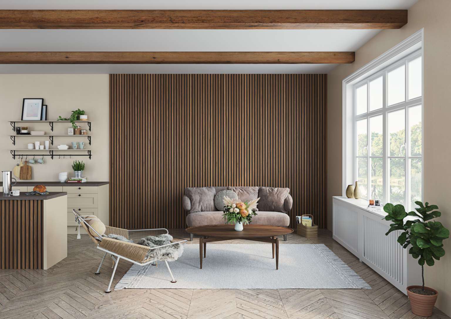 Akustikpanel Klassisk Valnöt 12 ribbor - Lundbergs